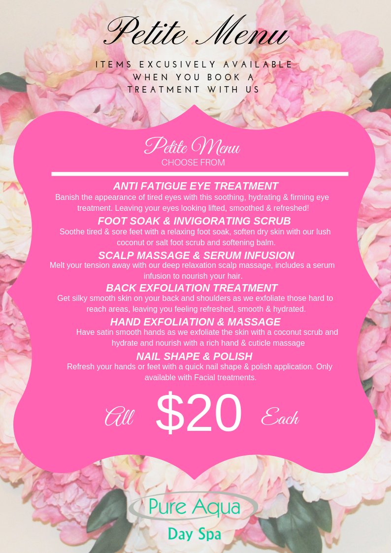 Treatment Add-on's - Pure Aqua Day Spa - Body Sugaring North Brisbane ...