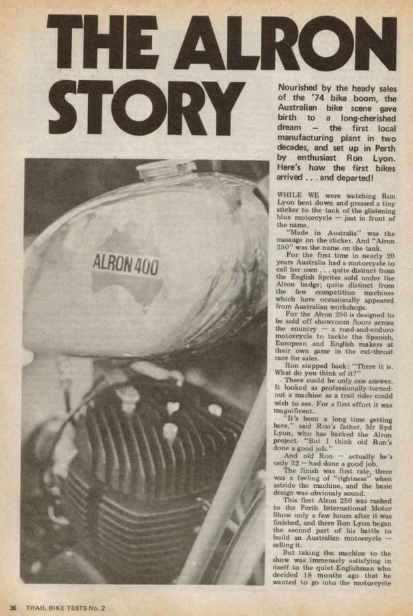 The Alron Story - Vintage Enduro Riders incorporated - veri, vintage ...